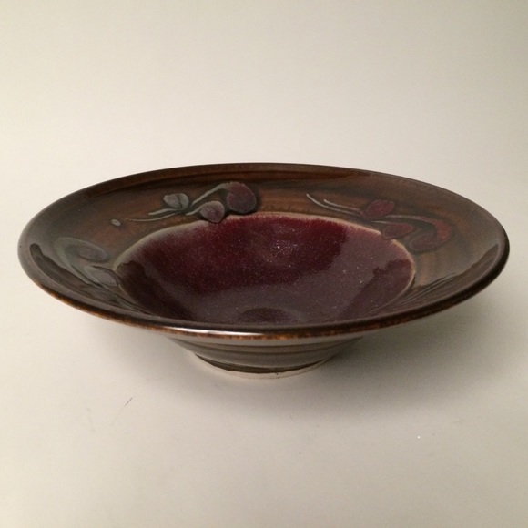 Accents | Signed Dark Red Hand Thrown Pottery Bowl | Poshmark